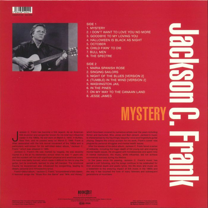 Jackson C FRANK - Mystery Vinyl at Juno Records.