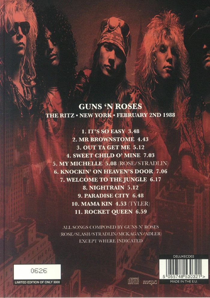 GUNS N ROSES - The Ritz New York February 2nd 1988 CD at Juno Records.