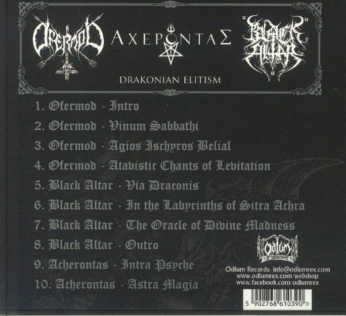OFERMOD/BLACK ALTAR/ACHERONTAS - Drakonian Elitism CD at Juno Records.