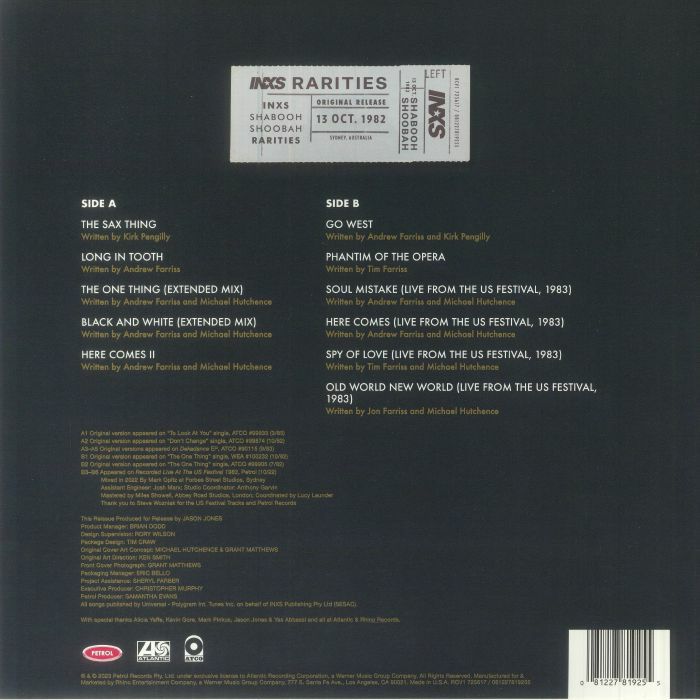 INXS - Shabooh Shoobah Rarities (reissue) (Record Store Day RSD Black ...