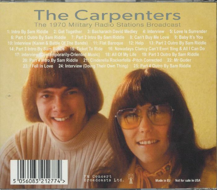 The CARPENTERS - The 1970 Military Radio Stations Broadcast CD at Juno ...