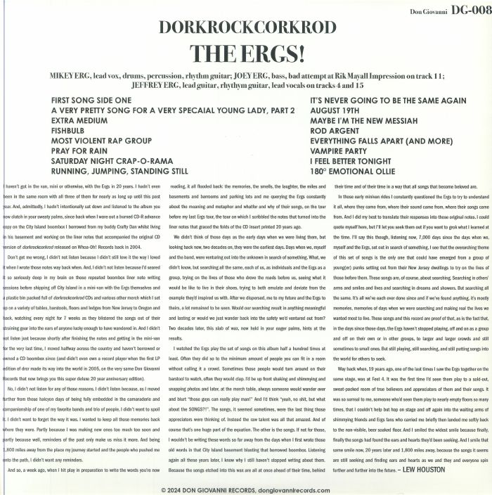 The ERGS - Dorkrockcorkrod (20th Anniversary Edition) Vinyl at Juno Records.