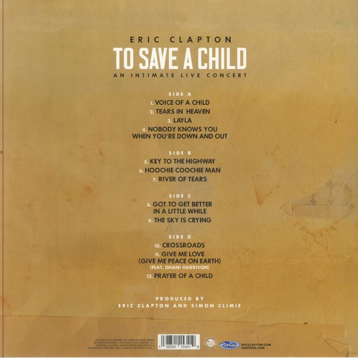 Eric CLAPTON - To Save A Child: An Intimate Live Concert レコード at Juno ...