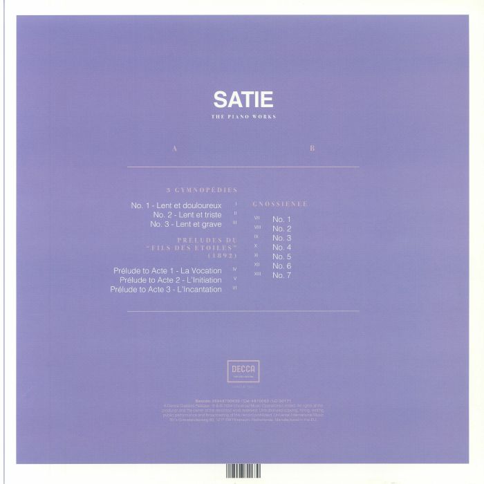 Erik SATIE/VARIOUS - Satie: The Piano Works Vinyl at Juno Records.