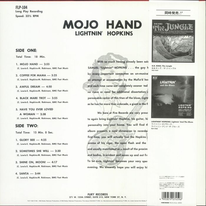 LIGHTNIN' HOPKINS - Mojo Hand (reissue) Vinyl at Juno Records.