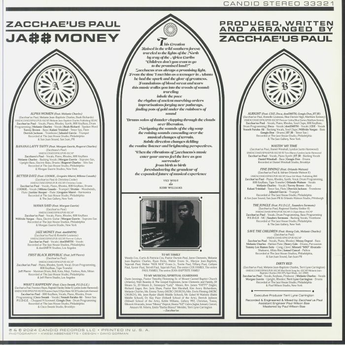 Zacchae'us PAUL - Jazz Money Vinyl at Juno Records.