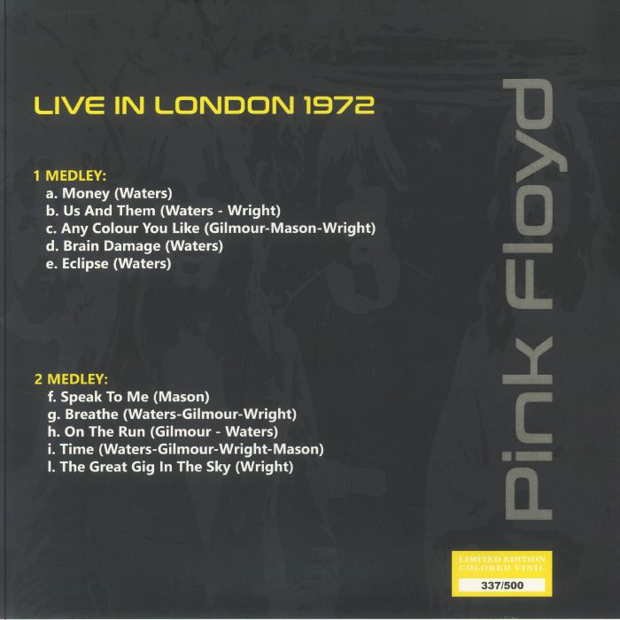 PINK FLOYD - Live In London 1972 Vinyl at Juno Records.
