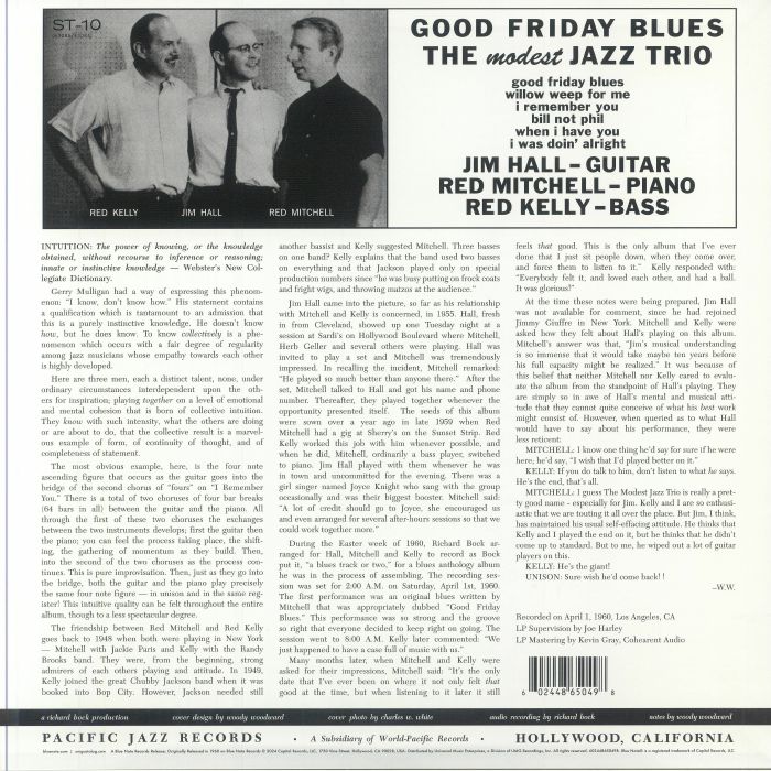 The MODEST JAZZ TRIO - Good Friday Blues (Tone Poet Series) Vinyl at ...