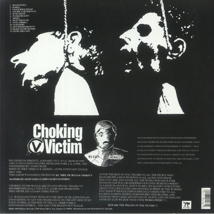 CHOKING VICTIM - No Gods/No Managers Vinyl at Juno Records.