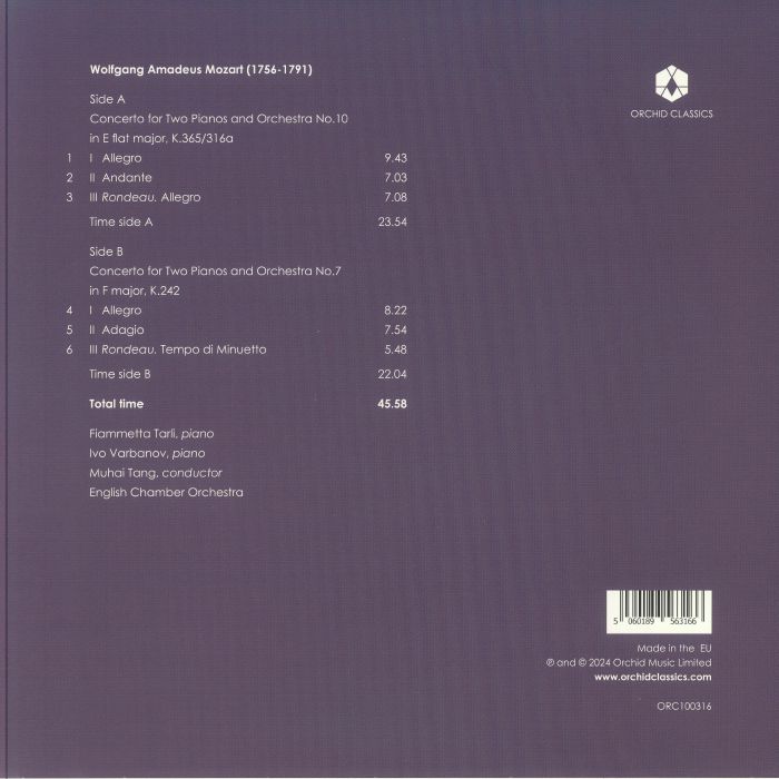 Wolfgang Amadeus MOZART/MUHAI TANG/FIAMMETTA TARLI/IVO VARBANOV/ENGLISH ...