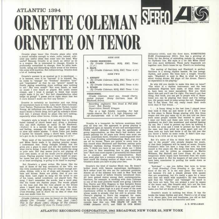 Ornette COLEMAN - Ornette On Tenor (reissue) Vinyl at Juno Records.