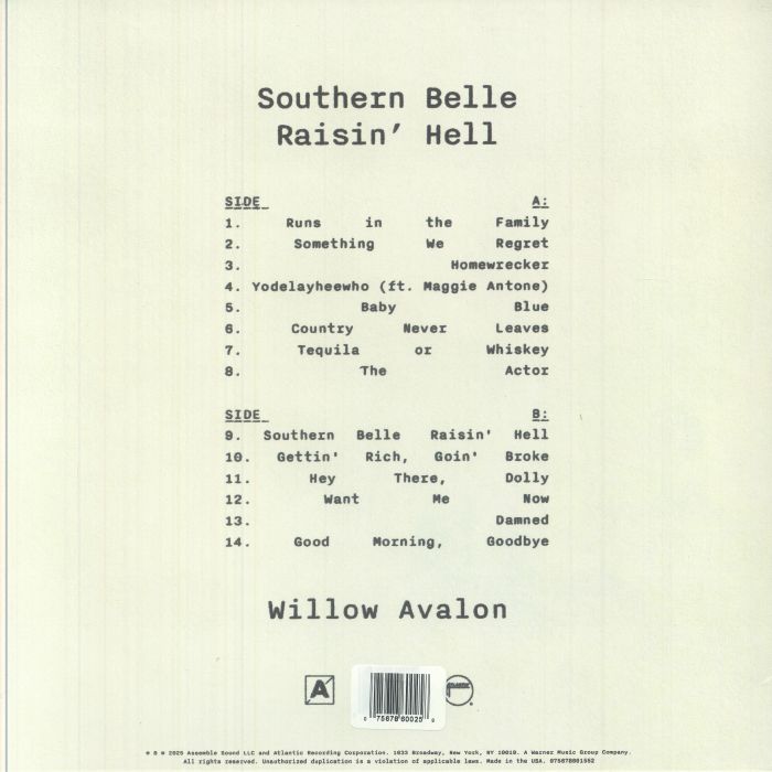 Willow AVALON - Southern Belle Raisin' Hell Vinyl at Juno Records.