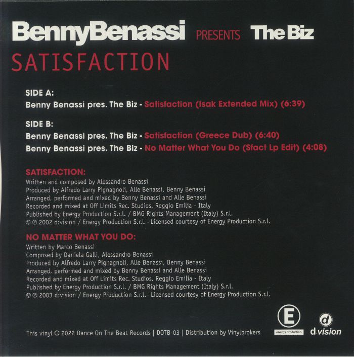 Benny BENASSI - Satisfaction (reissue) Vinyl at Juno Records.