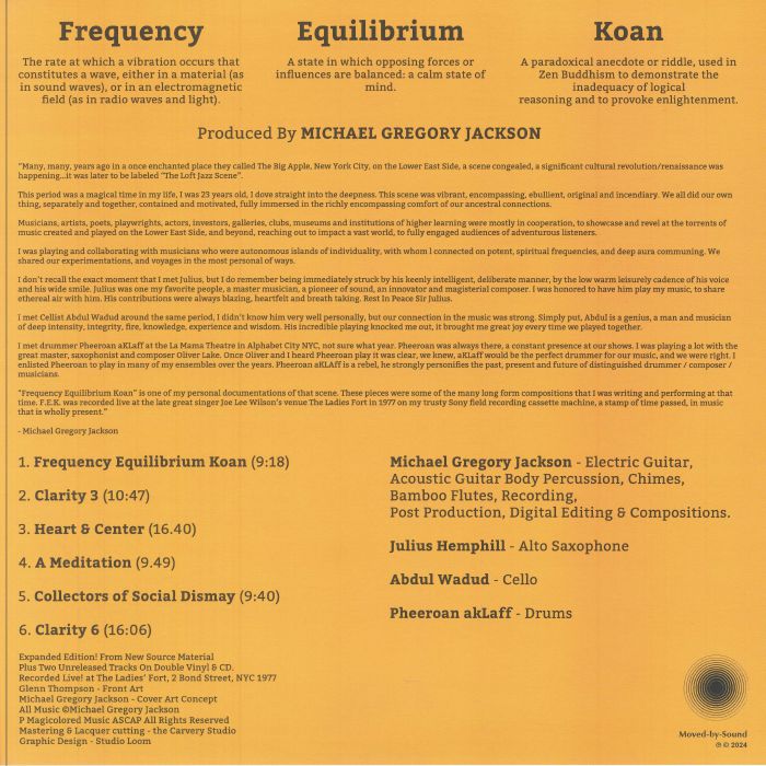 Michael Gregory JACKSON - Frequency Equilibrium Koan Vinyl at Juno Records.