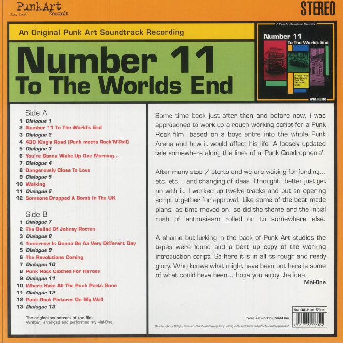 MAL ONE - Number 11 To The Worlds End (Record Store Day RSD 2025) Vinyl ...