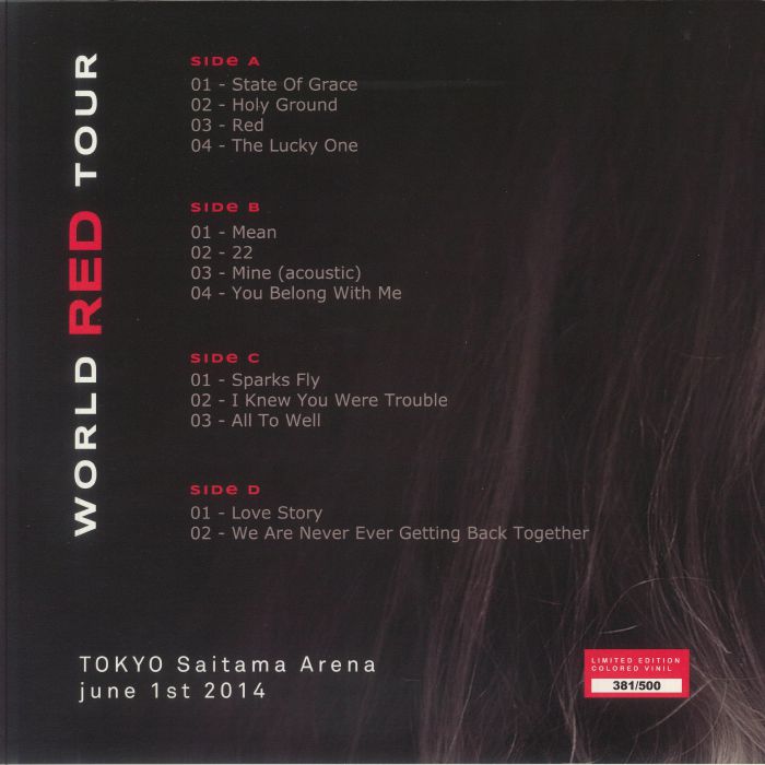 Taylor SWIFT - World Red Tour: Tokyo Saitama Arena June 1st 2014 Vinyl ...