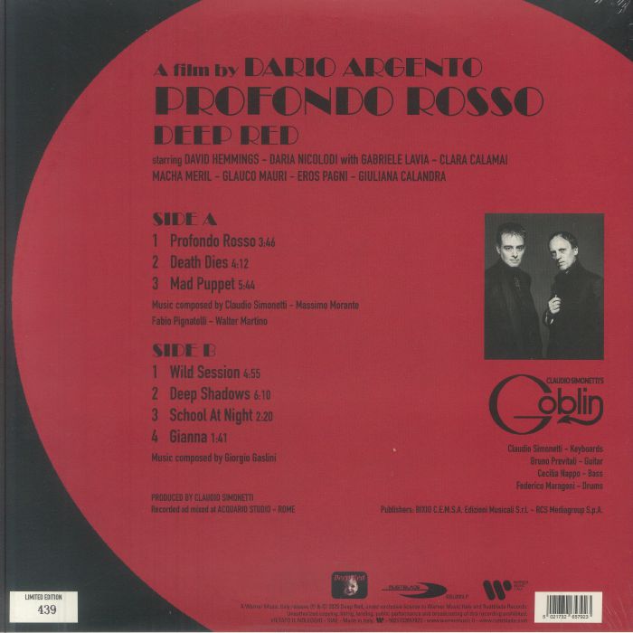 CLAUDIO SIMONETTI'S GOBLIN - Profondo Rosso (Soundtrack) (50th ...
