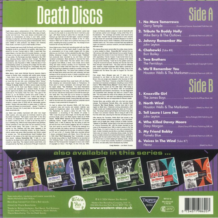 Joe MEEK/VARIOUS - Joe Meek's Tea Chest Tapes: Death Discs Vinyl at ...