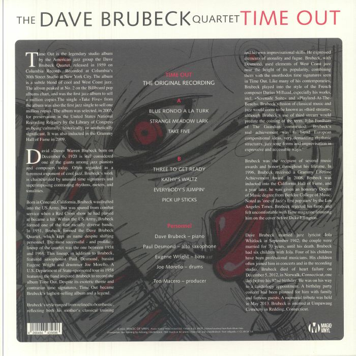 The DAVE BRUBECK QUARTET - Time Out (reissue) Vinyl at Juno Records.