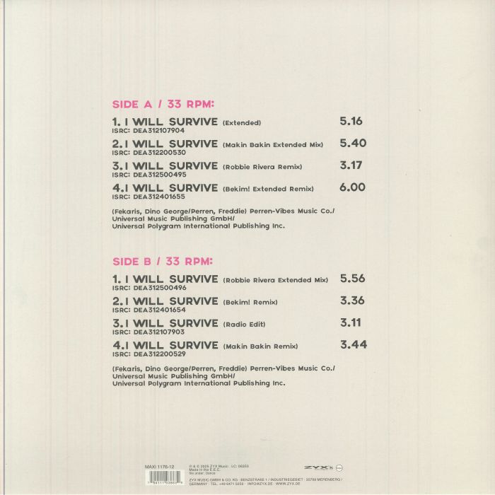 BLOCK & CROWN feat CULUM FREA - I Will Survive Vinyl at Juno Records.