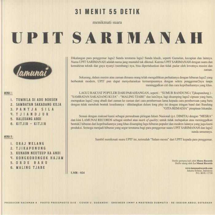 Upit SARIMANAH - Upit Sarimanah Vinyl at Juno Records.