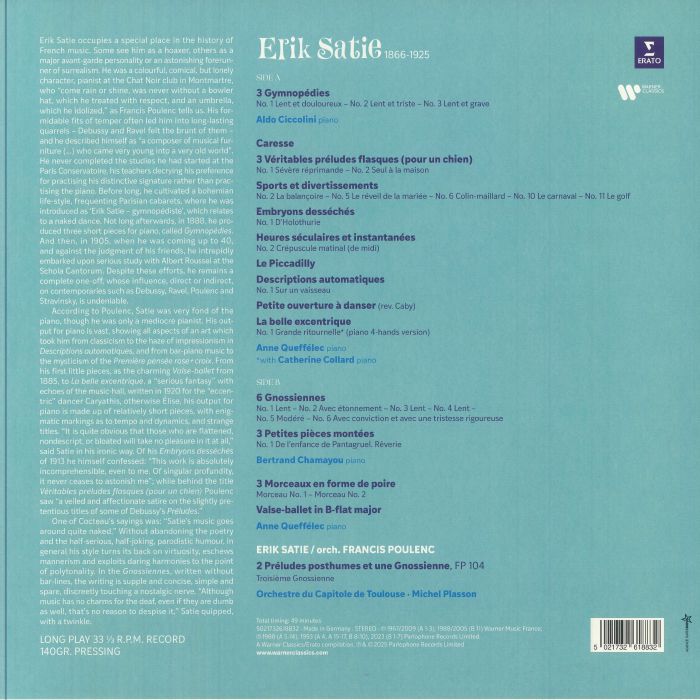 Erik SATIE/VARIOUS - Best Of Erik Satie: Le Bel Excentrique Vinyl at Juno Records.