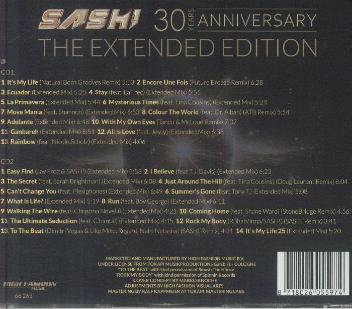 SASH! - 30 Years Anniversary (Extended Edition) CD at Juno Records.