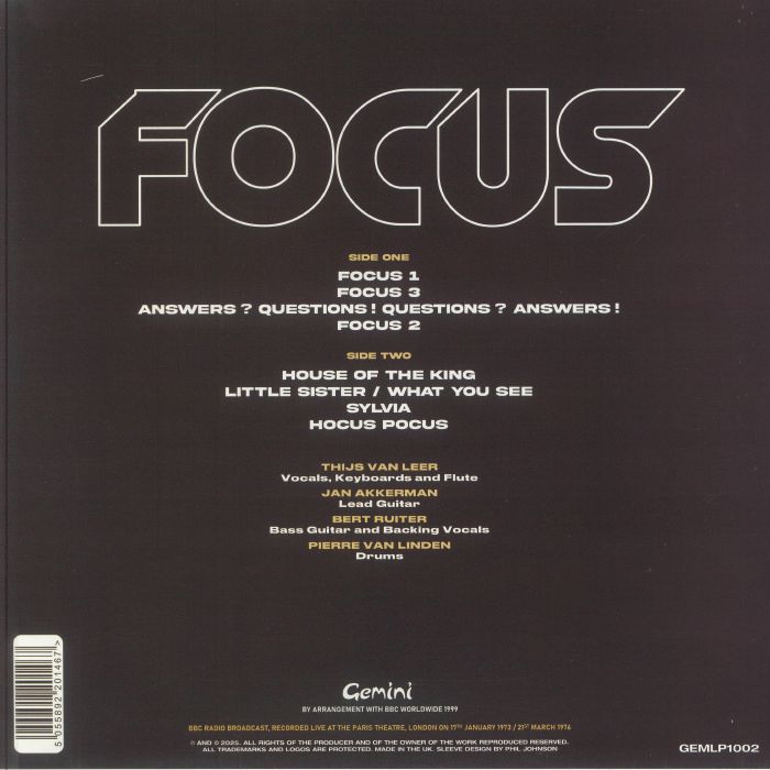 FOCUS - Live In London 73: BBC Radio Broadcast Recorded Live At The ...