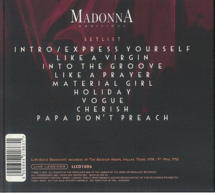MADONNA - Ambitious: Live Radio Broadcast CD at Juno Records.