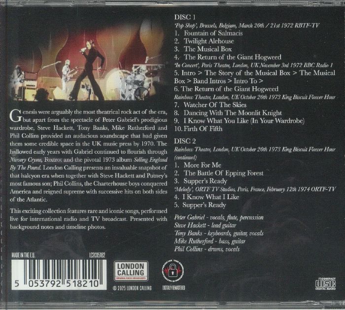 GENESIS - A Live Collection 1972-1974 CD at Juno Records.