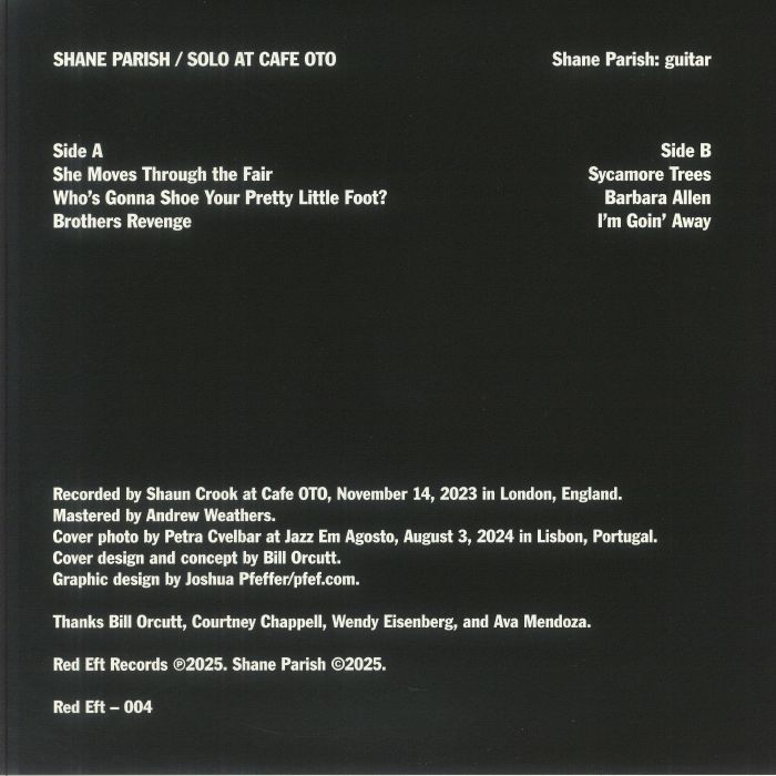 Shane PARISH - Solo At Cafe OTO Vinyl at Juno Records.
