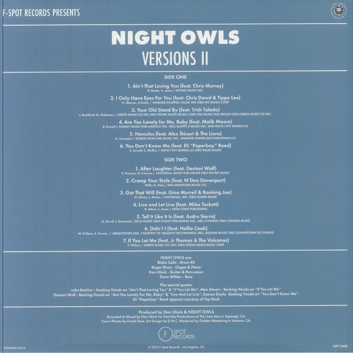 NIGHT OWLS - Versions II Vinyl at Juno Records.