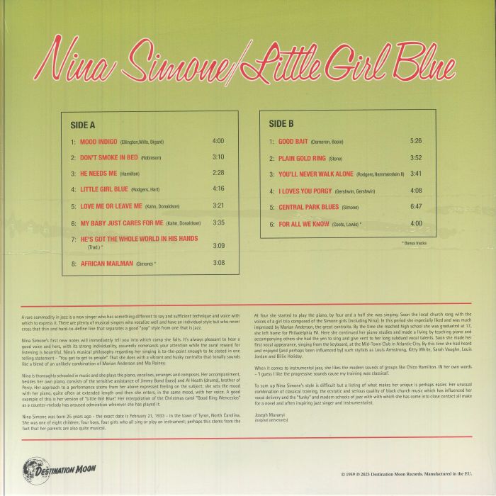 Nina SIMONE - Little Girl Blue Vinyl at Juno Records.