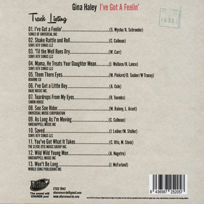 Gina HALEY/THE JIVE ACES - I've Got A Feelin' CD at Juno Records.