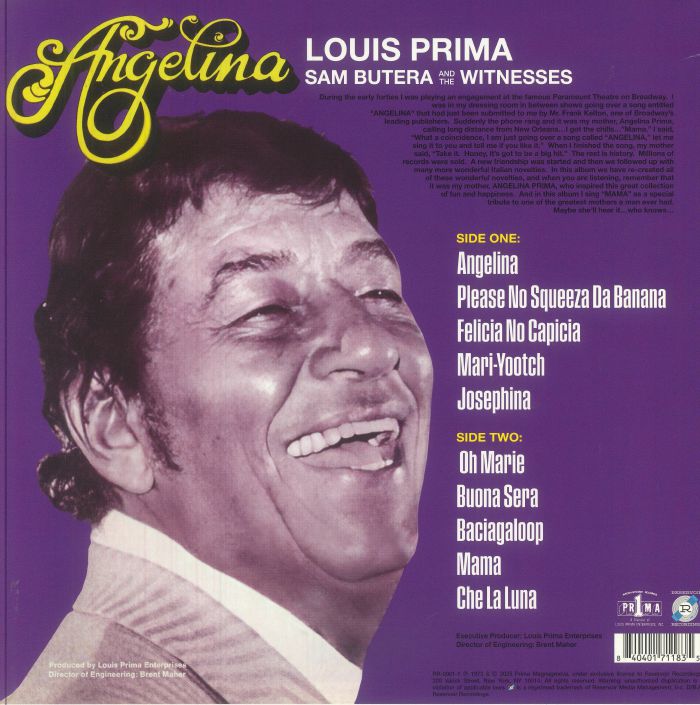 Louis PRIMA with SAM BUTERA & THE WITNESSES - Angelina (reissue) Vinyl ...