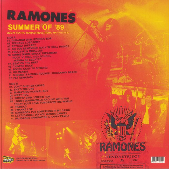 RAMONES - Summer Of '89: Live At Teatro Tendastrisce Roma May 9th 1989 Vinyl at Juno Records.