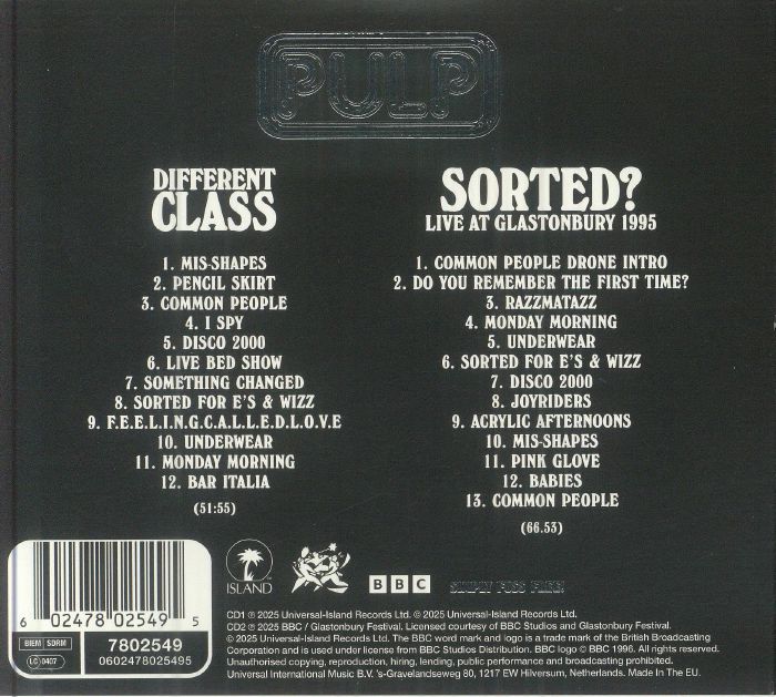 PULP - Different Class (30th Anniversary Edition) CD at Juno Records.