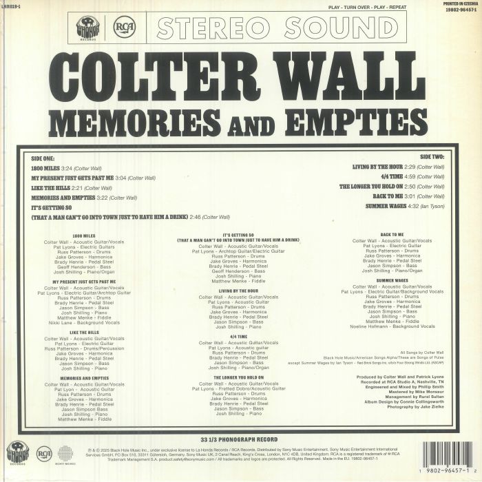 Colter WALL - Memories & Empties Vinyl at Juno Records.