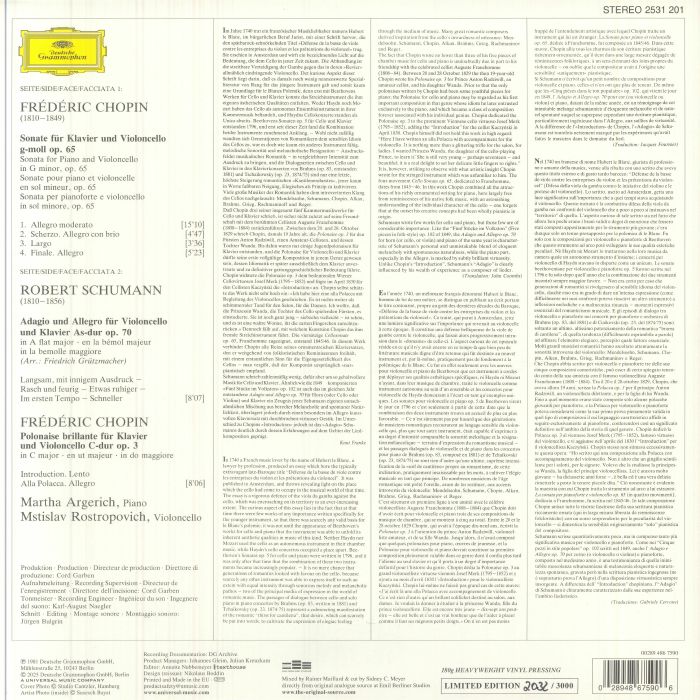 Frederic CHOPIN/ROBERT SCHUMANN/MARTHA ARGERICH/MSTISLAV ROSTROPOVICH ...