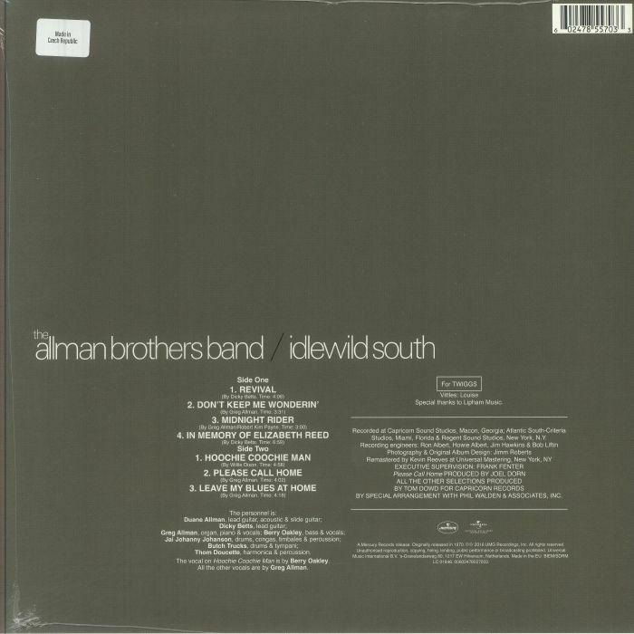 The ALLMAN BROTHERS BAND - Idlewild South (National Album Day 2025) (B ...