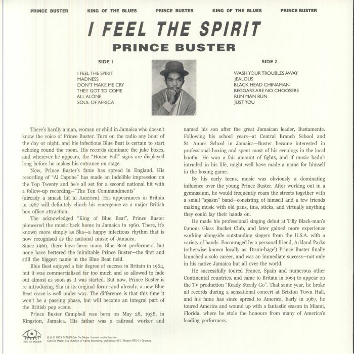 PRINCE BUSTER - I Feel The Spirit Vinyl at Juno Records.