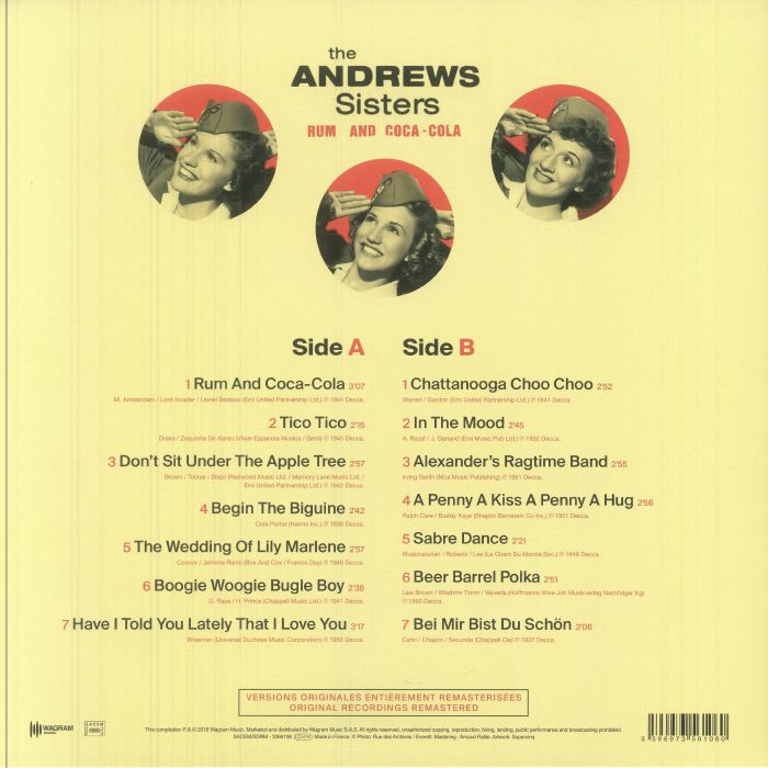 The ANDREWS SISTERS - Rum & Coca Cola (mono) (remastered) Vinyl at Juno ...
