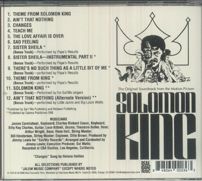Solomon KING/VARIOUS - Solomon King (Soundtrack) (Expanded Edition) CD ...
