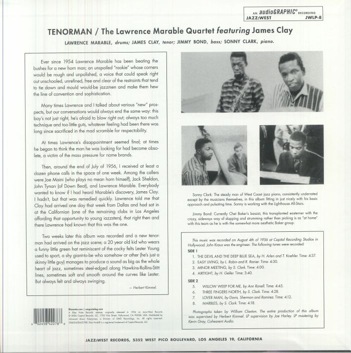 LAWRENCE MARABLE QUARTET/JAMES CLAY - Tenorman Vinyl at Juno Records.