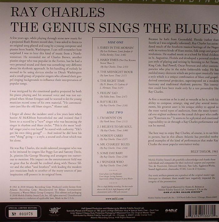 Ray CHARLES - The Genius Sings The Blues Vinyl at Juno Records.