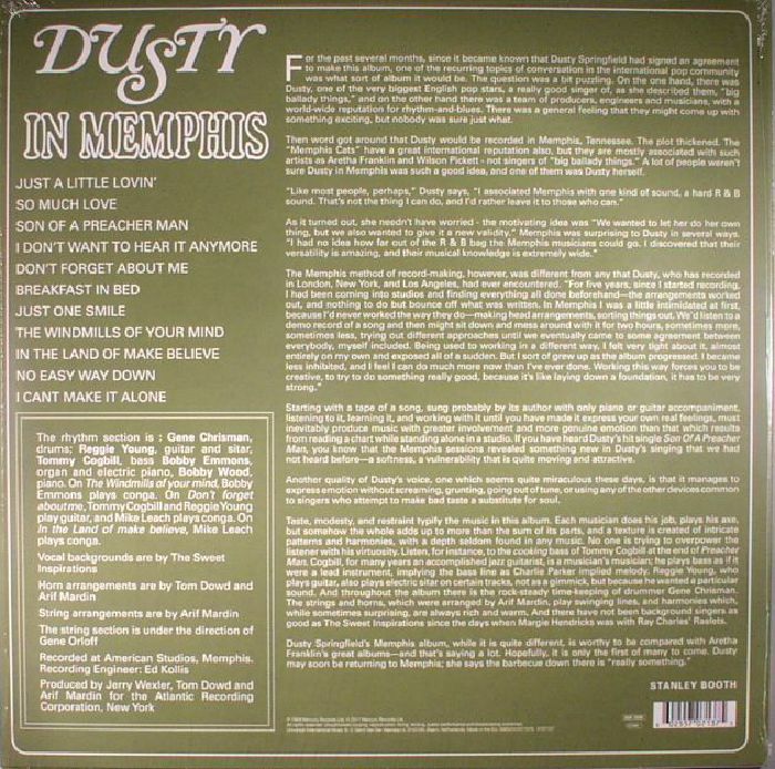 DUSTY SPRINGFIELD - Dusty In Memphis (reissue) Vinyl at Juno Records.