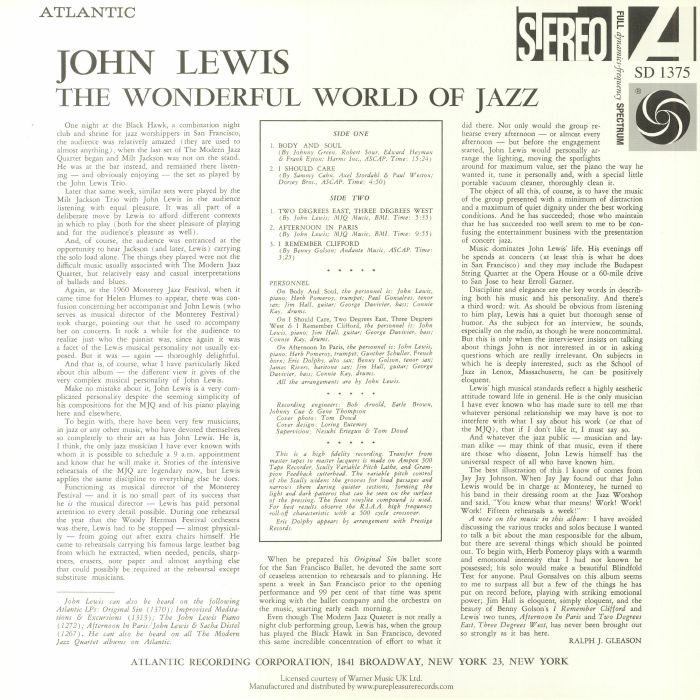 John LEWIS - The Wonderful World Of Jazz (reissue) Vinyl at Juno Records.