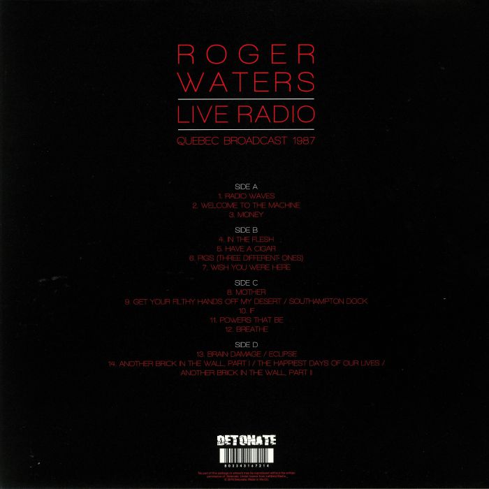 WATERS, Roger - Live Radio: Quebec Broadcast 1987 - Vinyl (2xLP) | eBay WATERS, Roger - Live Radio: Quebec Broadcast 1987 - Vinyl (2xLP) | eBay