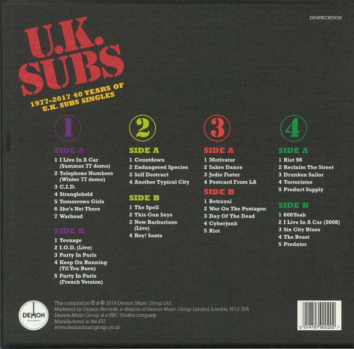 UK SUBS - 1977-2017: 40 Years Of UK Subs Singles Vinyl at Juno Records.