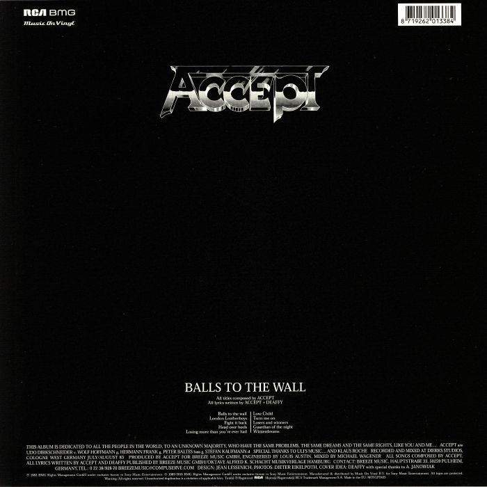 ACCEPT - Balls To The Wall (reissue) Vinyl at Juno Records.